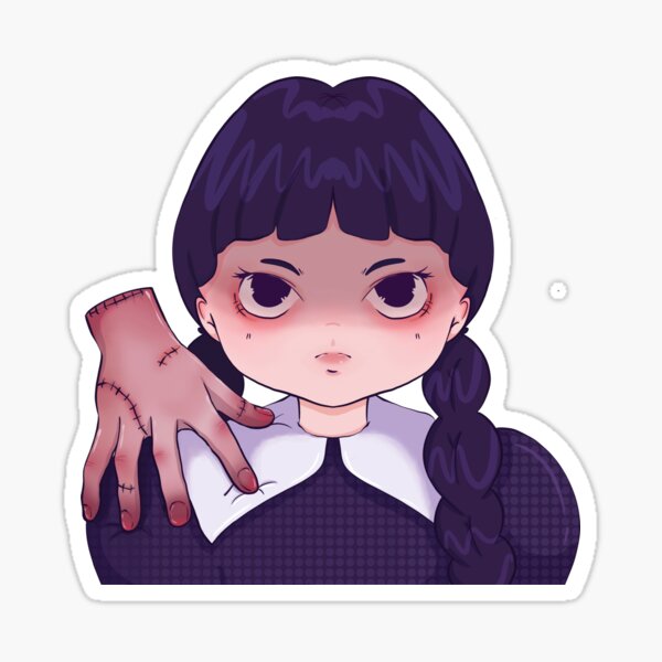 "Wednesday Addams with Thing on her shoulder " Sticker for Sale by ...