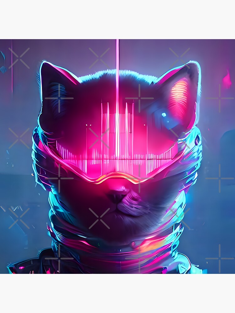 "Synthwave Cyber Cat" Sticker for Sale by matsinka | Redbubble