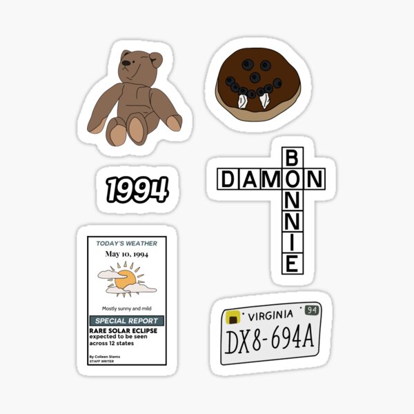 "Damon and bonnie 1994 prison world sticker pack " Sticker for Sale by ...