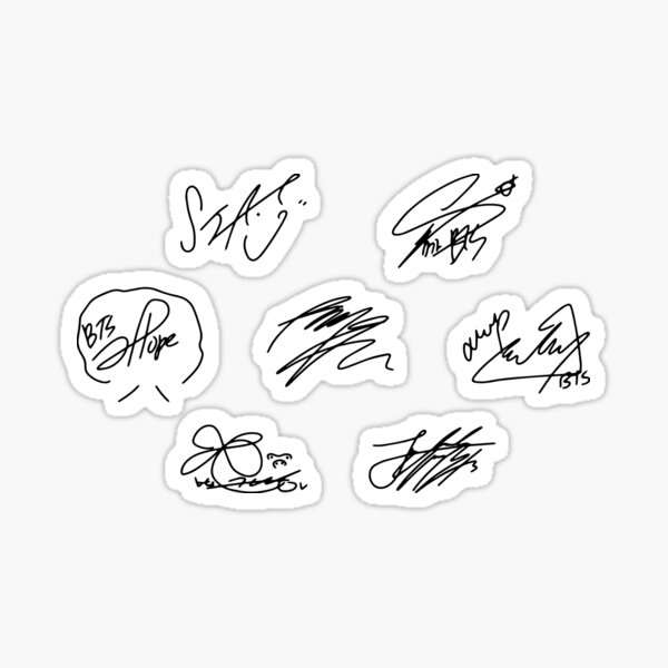 "BTS AUTOGRAPH (black)" Sticker for Sale by sarascoprox | Redbubble