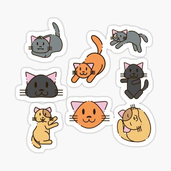 "Cute Coloring Cat stickers pack" Sticker for Sale by zzedine | Redbubble