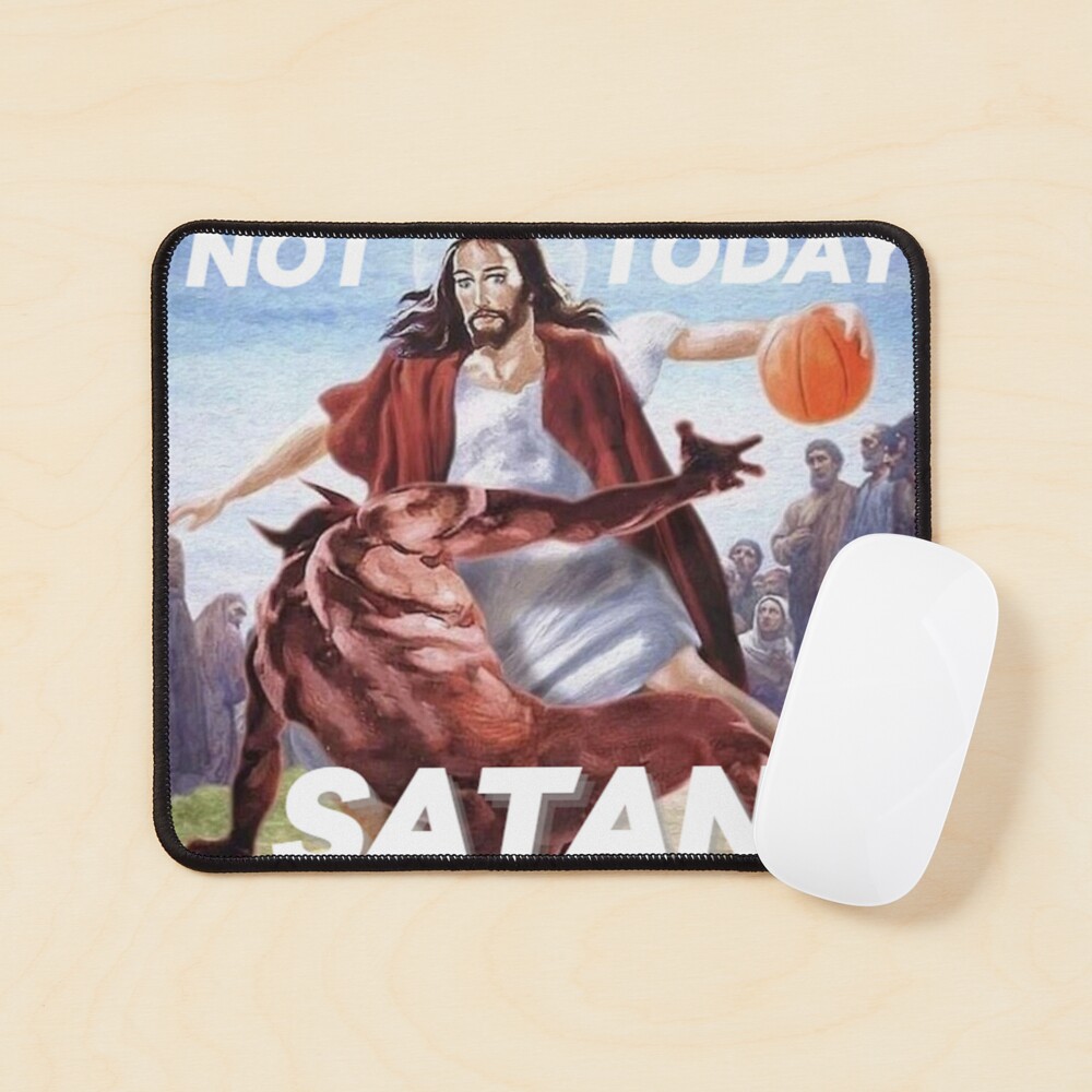"Not Today Satan Meme - Funny Jesus Meme Design" Sticker by Trndii ...