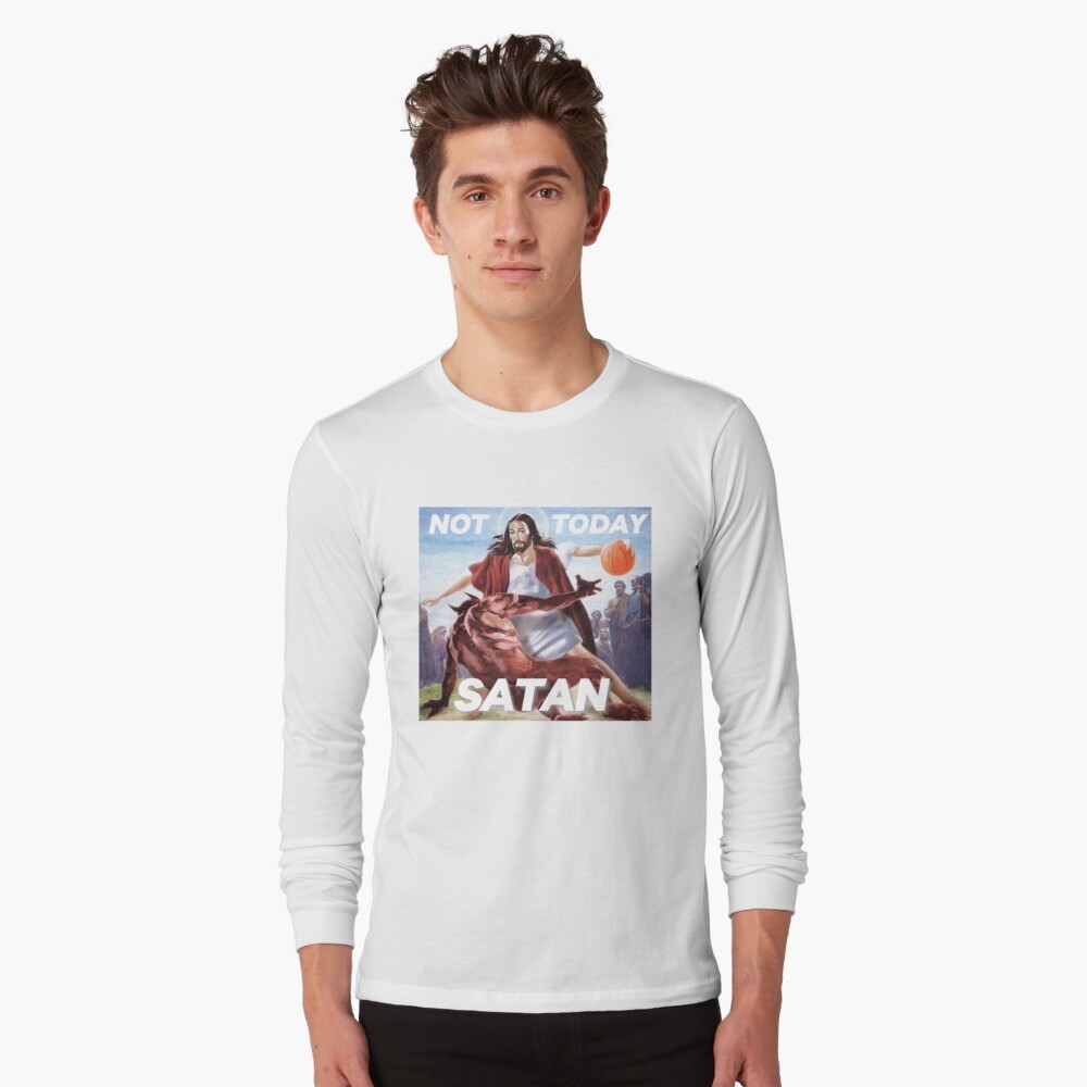 "Not Today Satan Meme - Funny Jesus Meme Design" Sticker by Trndii ...