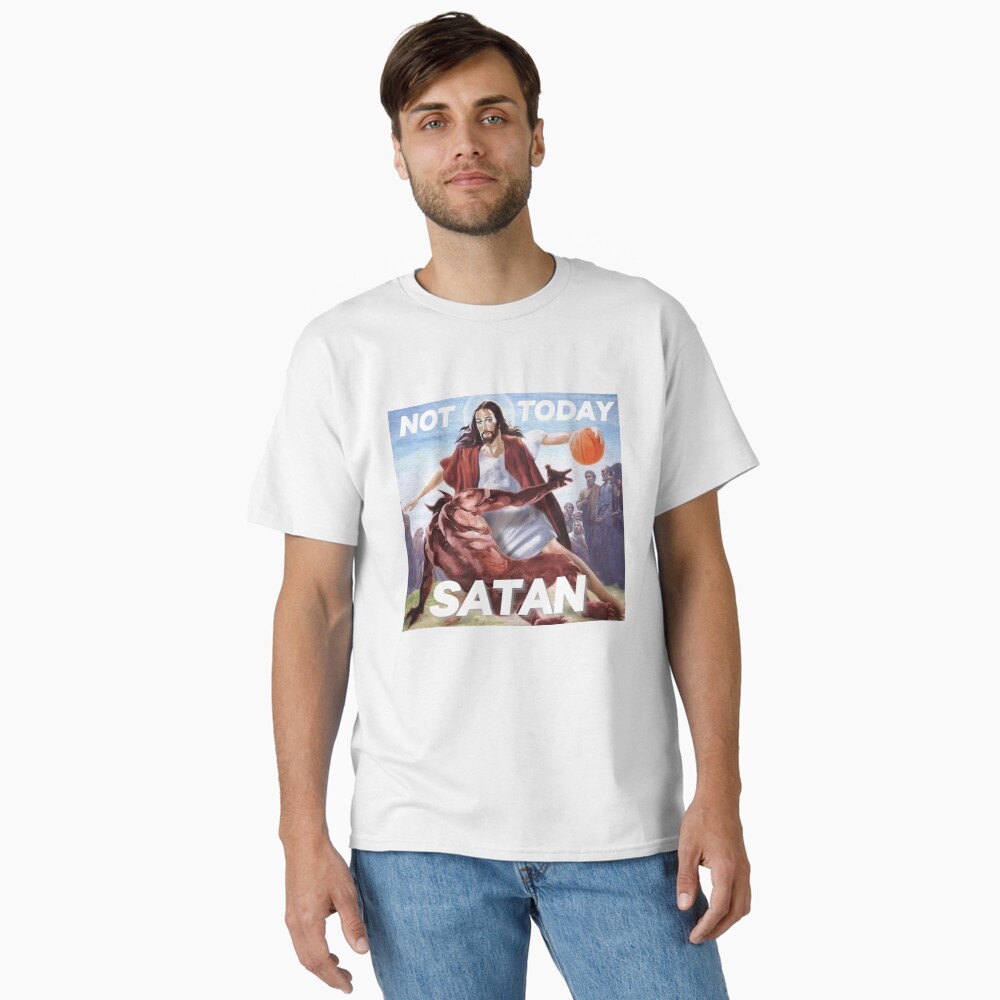 "Not Today Satan Meme - Funny Jesus Meme Design" Sticker by Trndii ...