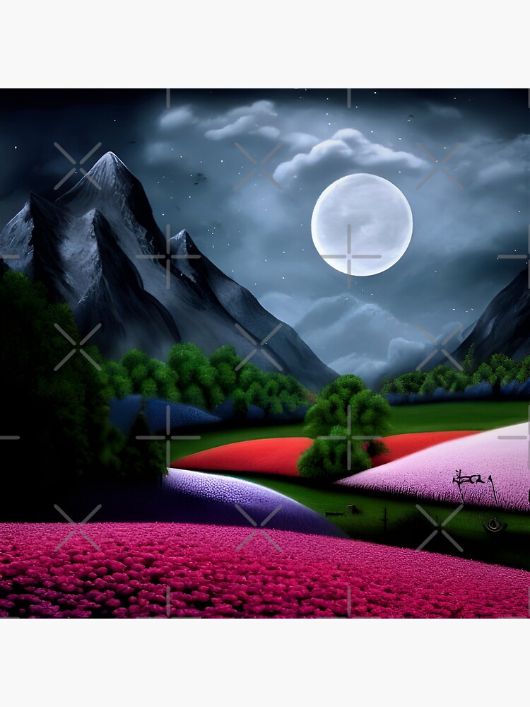 "the Carnation Garden under the full moon!" Poster for Sale by DEKA777 ...