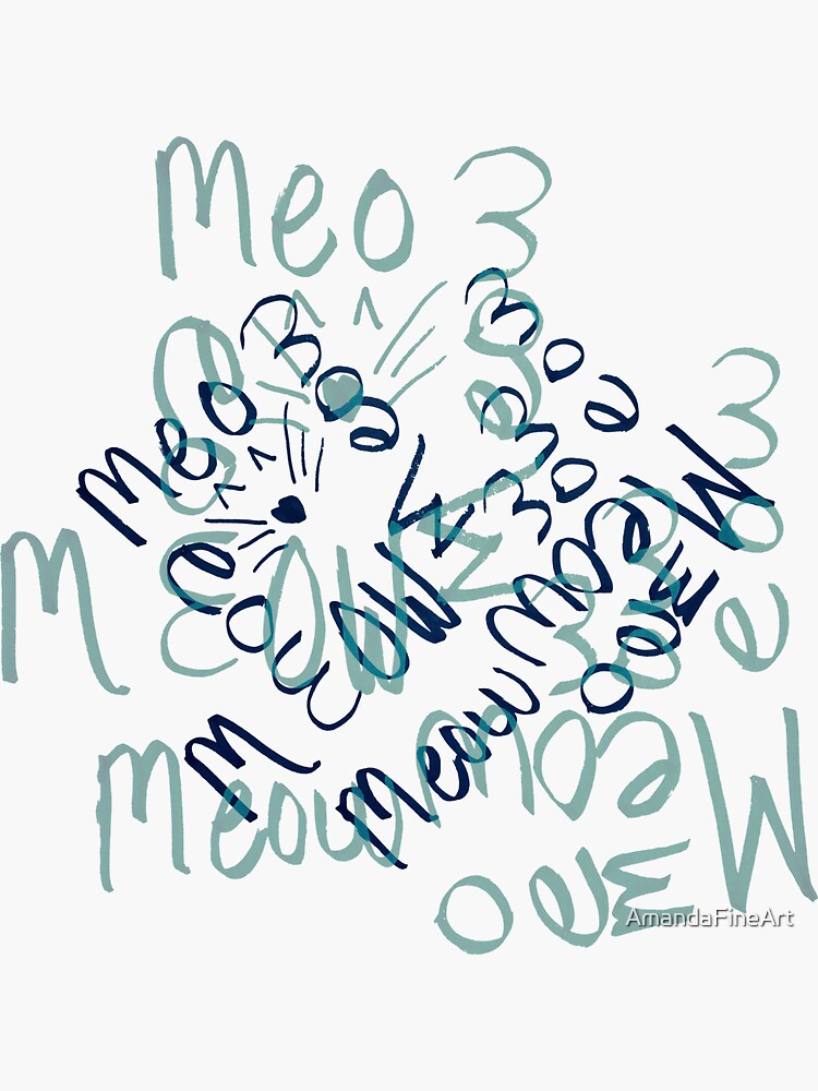 Cat Language Meow Sticker For Sale By Amandafineart Redbubble 