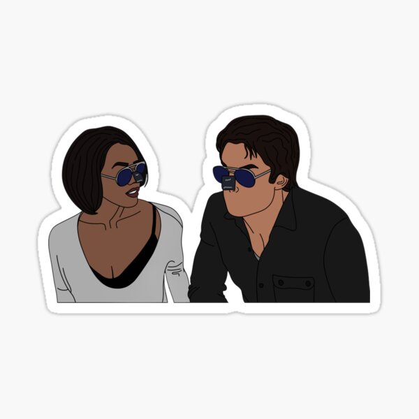 "Damon and bonnie " Sticker for Sale by DesignsByRikke | Redbubble