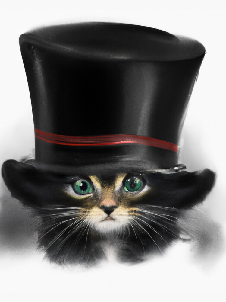 "Top Hat Kitty" Sticker for Sale by Oddeddiesshop | Redbubble