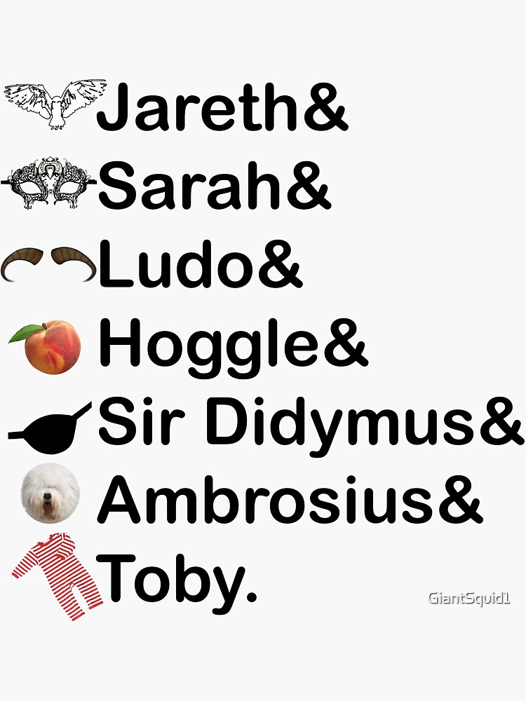 "Labyrinth Names" Sticker for Sale by GiantSquid1 | Redbubble