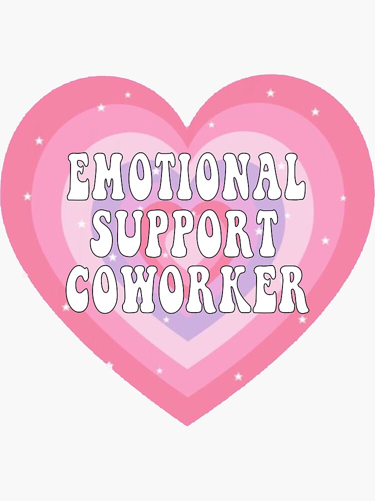 "Emotional Support Coworker Pink Heart Aesthetic" Sticker for Sale by ...