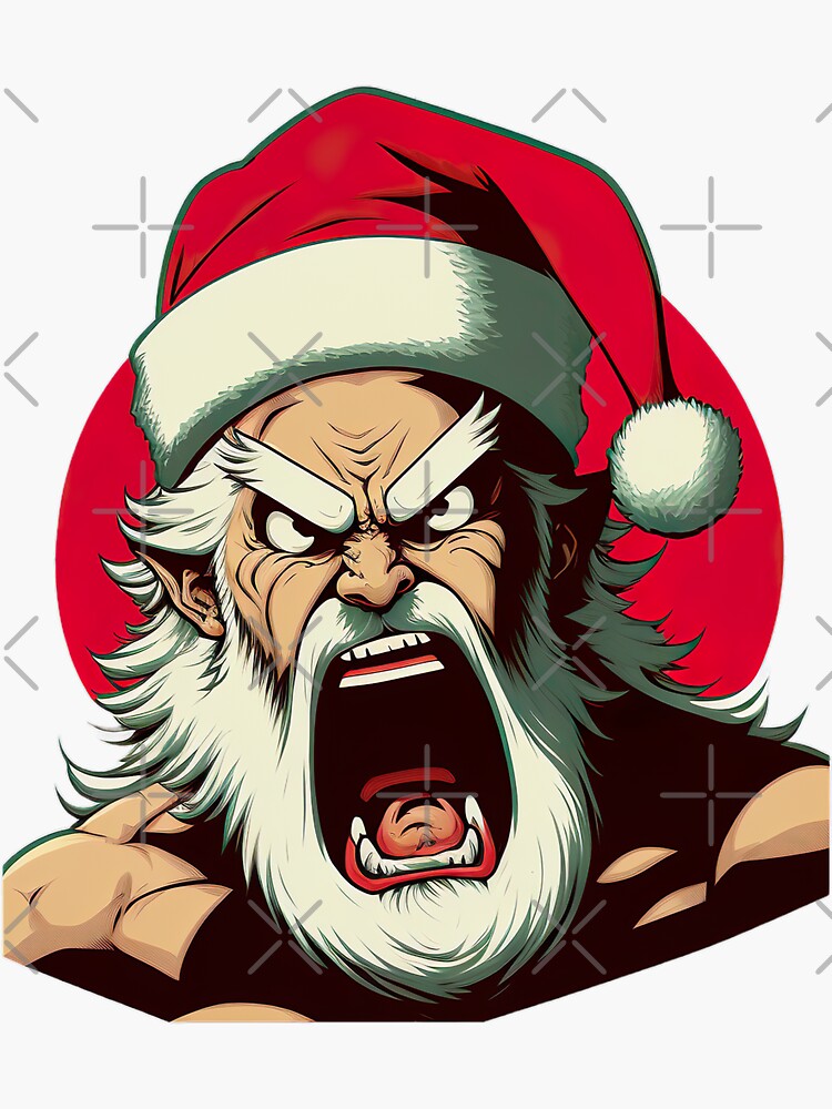 "Angry Evil Santa (Anime style)" Sticker for Sale by vibrant-threads ...
