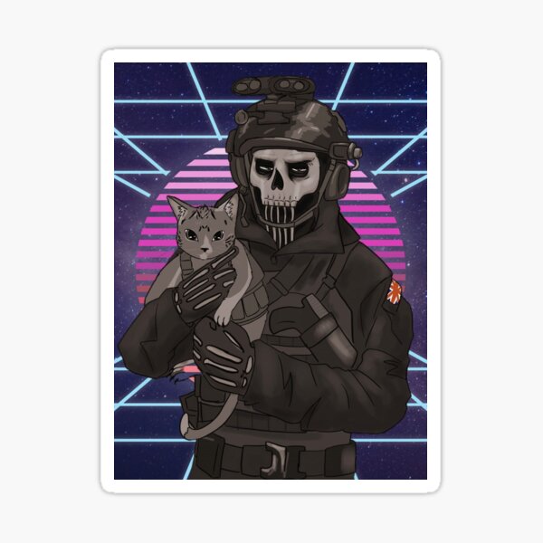 "Simon Ghost Riley cat retro" Sticker for Sale by TheDudeFrame | Redbubble