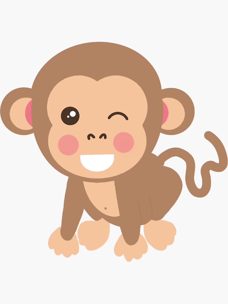"Cute Monkey Sticker" Sticker for Sale by AsolsArts | Redbubble