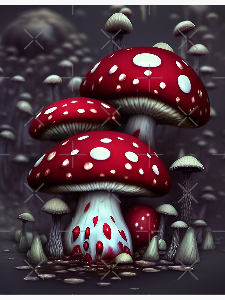 Art Mushroom Amanita Amanita Muscaria Magic Mushrooms Poster For