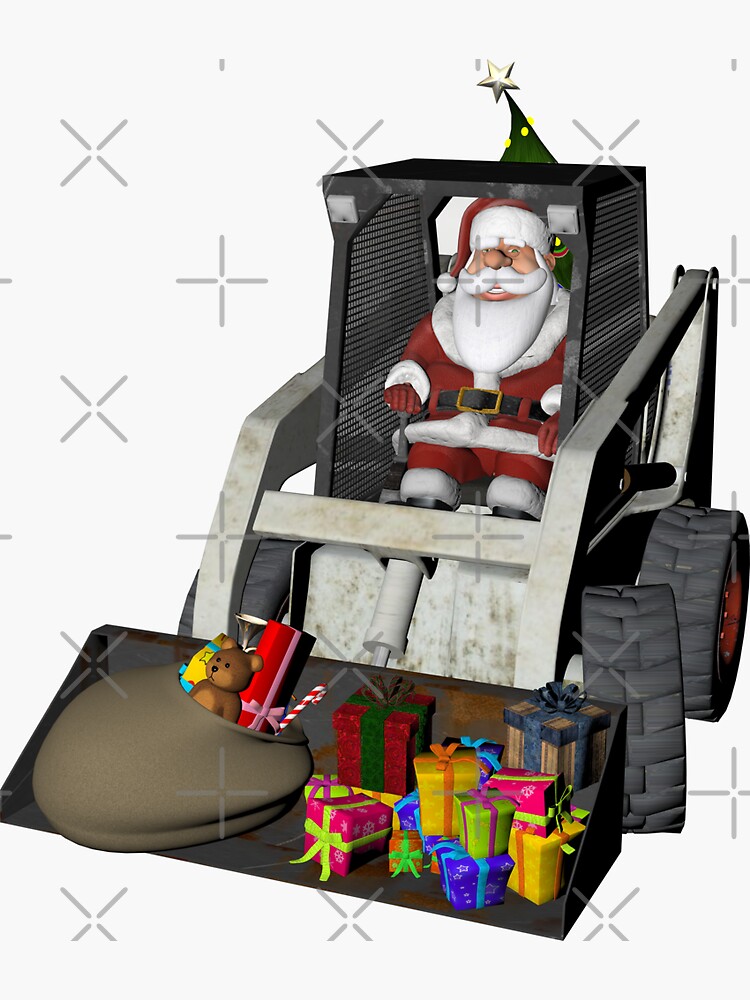 "Santa Claus Drives Skid Steer Loader" Sticker for Sale by Mythos57 ...
