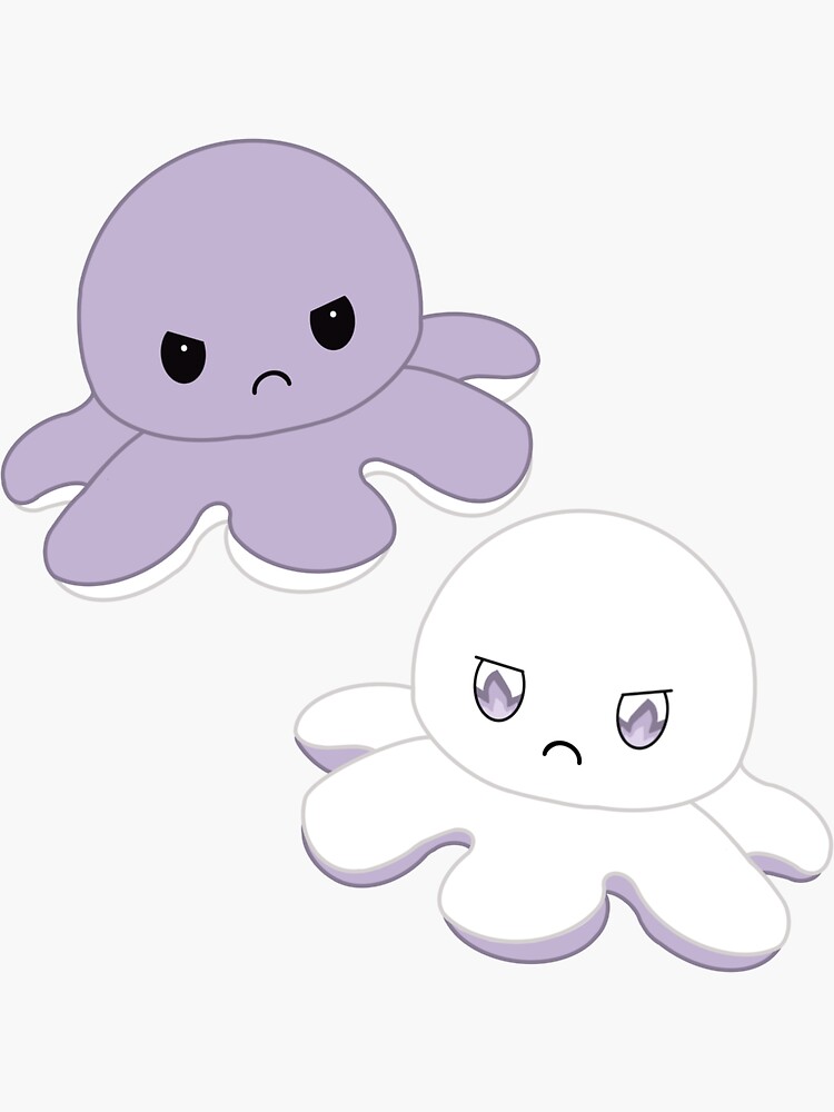 "Moody Reversible Octopus Duo in Purple and White" Sticker for Sale by ...
