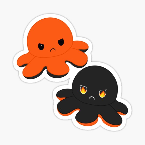 "Moody Reversible Octopus Duo in Orange and Black" Sticker for Sale by ...