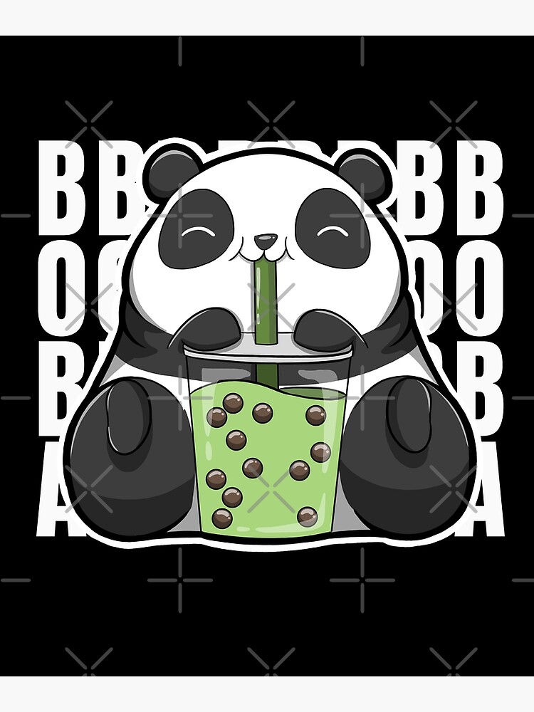 "Boba Panda drinking boba milk tea happily" Poster for Sale by tmyb ...
