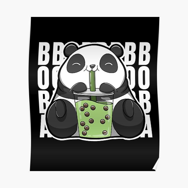 "Boba Panda drinking boba milk tea happily" Poster for Sale by tmyb ...