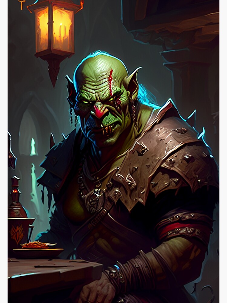 "Dungeons and Dragons Evil Male Orc Barbarian Character Art" Sticker ...