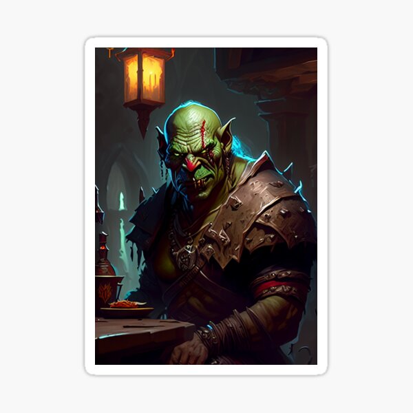 "Dungeons and Dragons Evil Male Orc Barbarian Character Art" Sticker ...