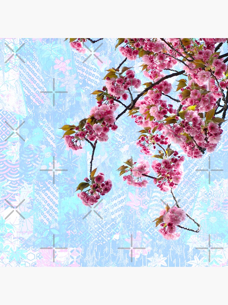 "Japanese Cherry Blossom Sakura Tree Branch Collage Art 67" Sticker for ...