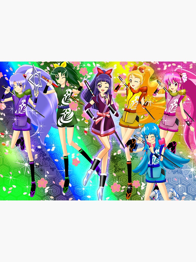 "Precure All Stars All Girls Group Beautiful Rainbow Theme Art" Sticker ...