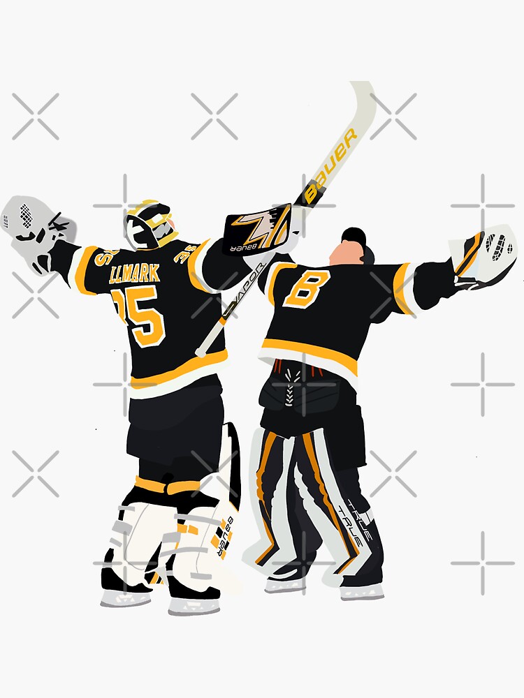 "Jeremy Swayman and Linus Ullmark Hug" Sticker for Sale by ...