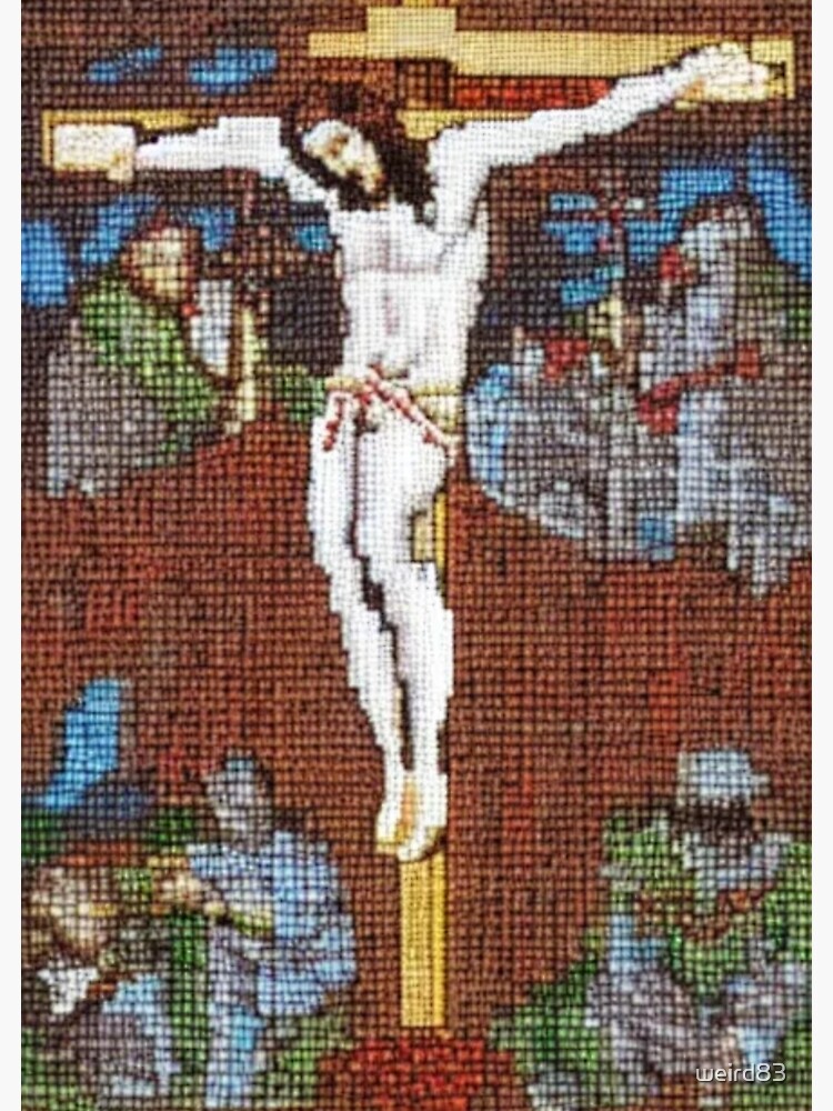 "Cross stitch pattern Jesus Christ crucifixion fine art surrealism ...