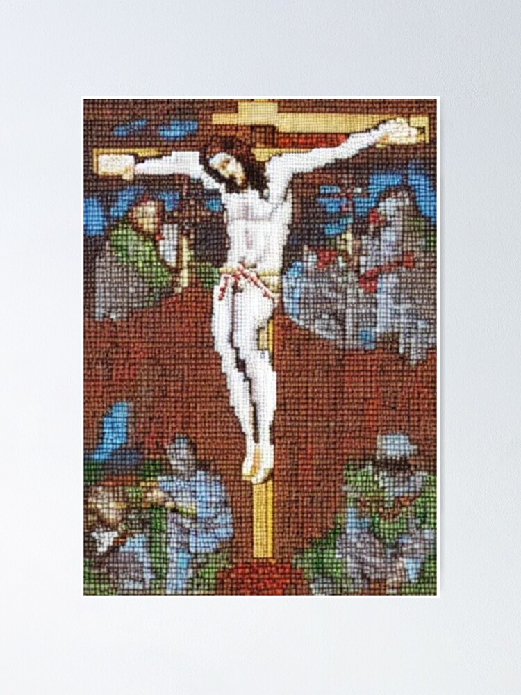 "Cross stitch pattern Jesus Christ crucifixion fine art surrealism ...
