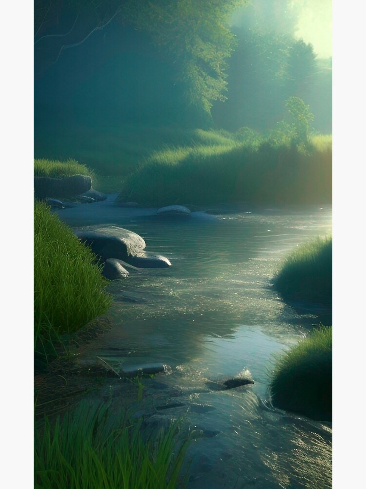 "Realistic River Painting" Poster for Sale by Decorative-Arts | Redbubble