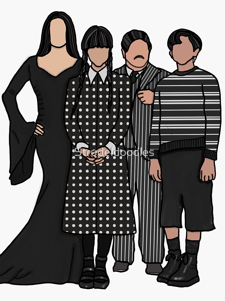 "Wednesday Addams Family" Sticker for Sale by Strudeldoodles | Redbubble