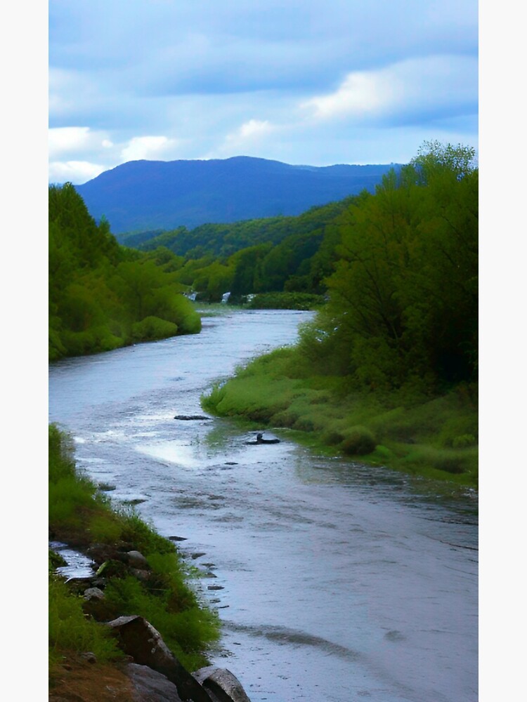"Realistic River Painting" Sticker for Sale by Decorative-Arts | Redbubble