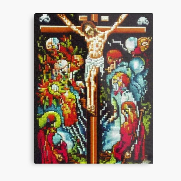 "Cross stitch pattern Jesus Christ crucifixion redirection surrealism ...