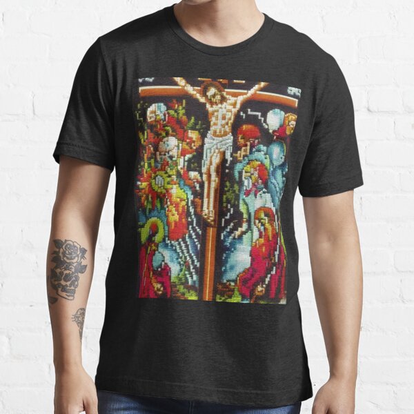 "Cross stitch pattern Jesus Christ crucifixion redirection surrealism ...