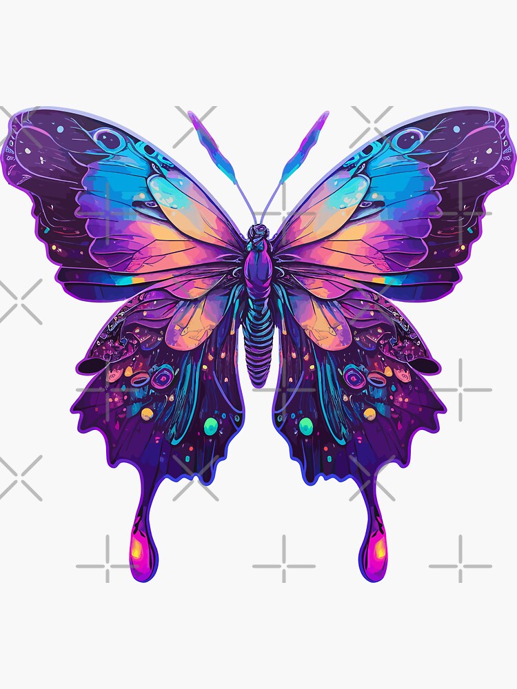 "Drippy Neon Butterfly" Sticker for Sale by ChasmicArt | Redbubble