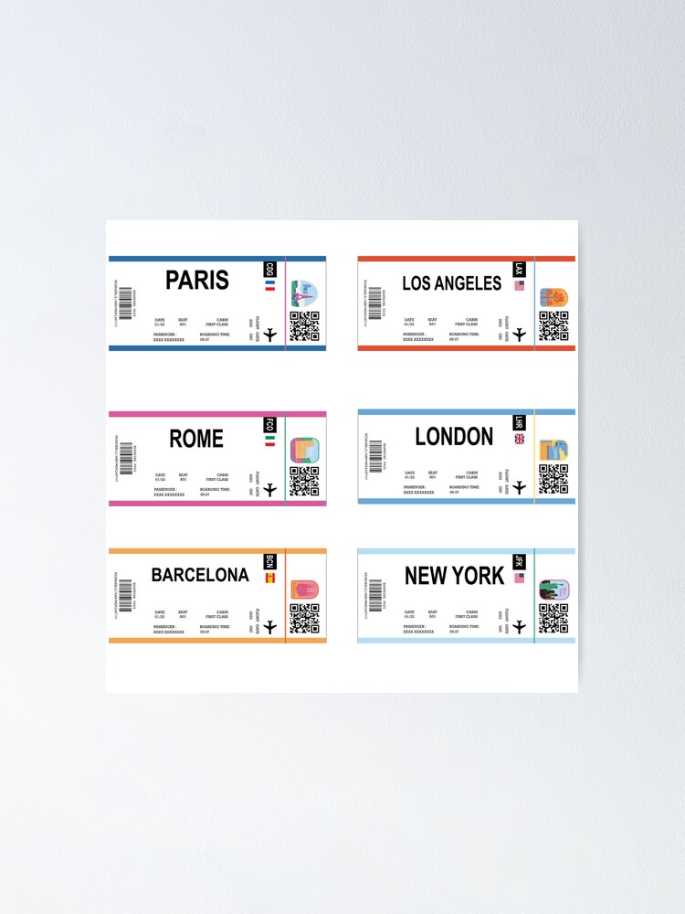"BOARDING PASSES STICKER PACK" Poster for Sale by abbymoriartyy | Redbubble