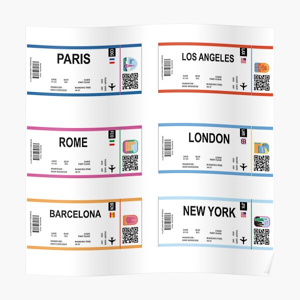 "BOARDING PASSES STICKER PACK" Poster for Sale by abbymoriartyy | Redbubble