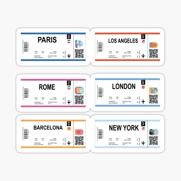 "BOARDING PASSES STICKER PACK" Sticker for Sale by abbymoriartyy ...