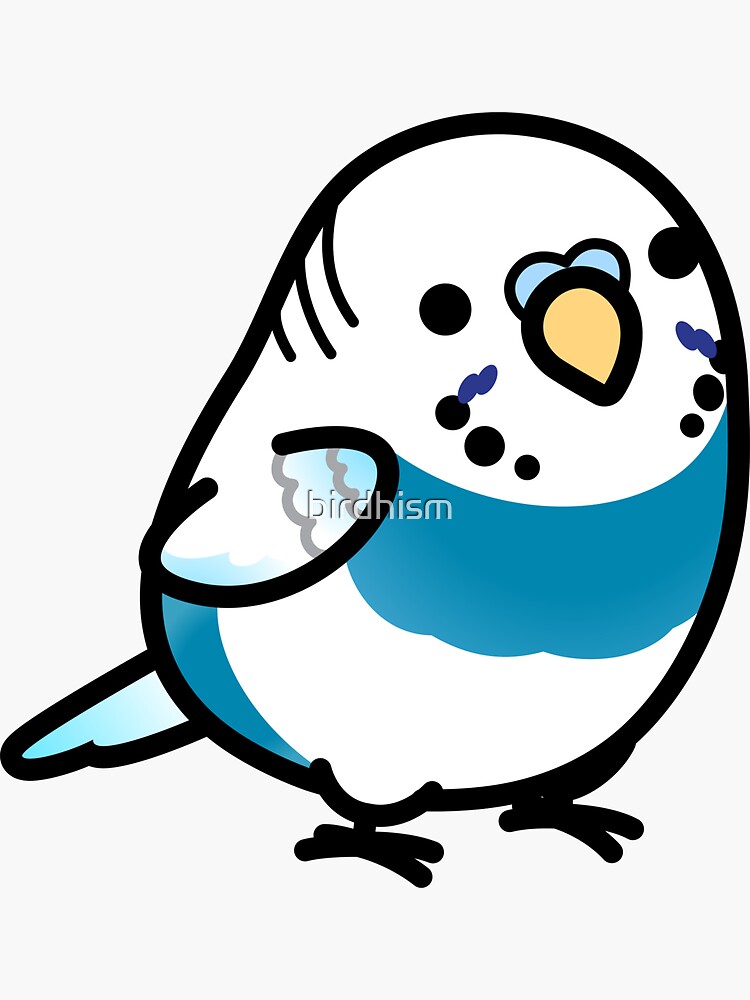 "CUSTOM Mr Blue the Chubby Budgie" Sticker for Sale by birdhism | Redbubble