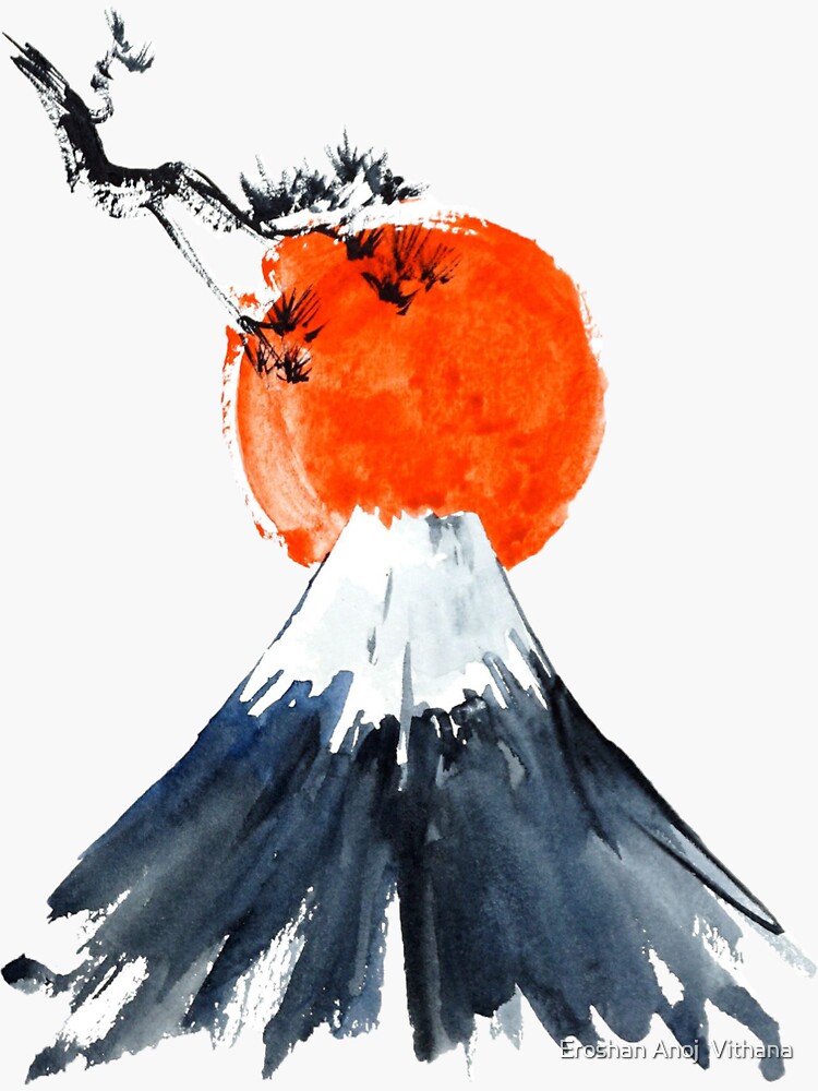 "Fuji-Sun Japanese art - #777" Sticker for Sale by Hachikos | Redbubble