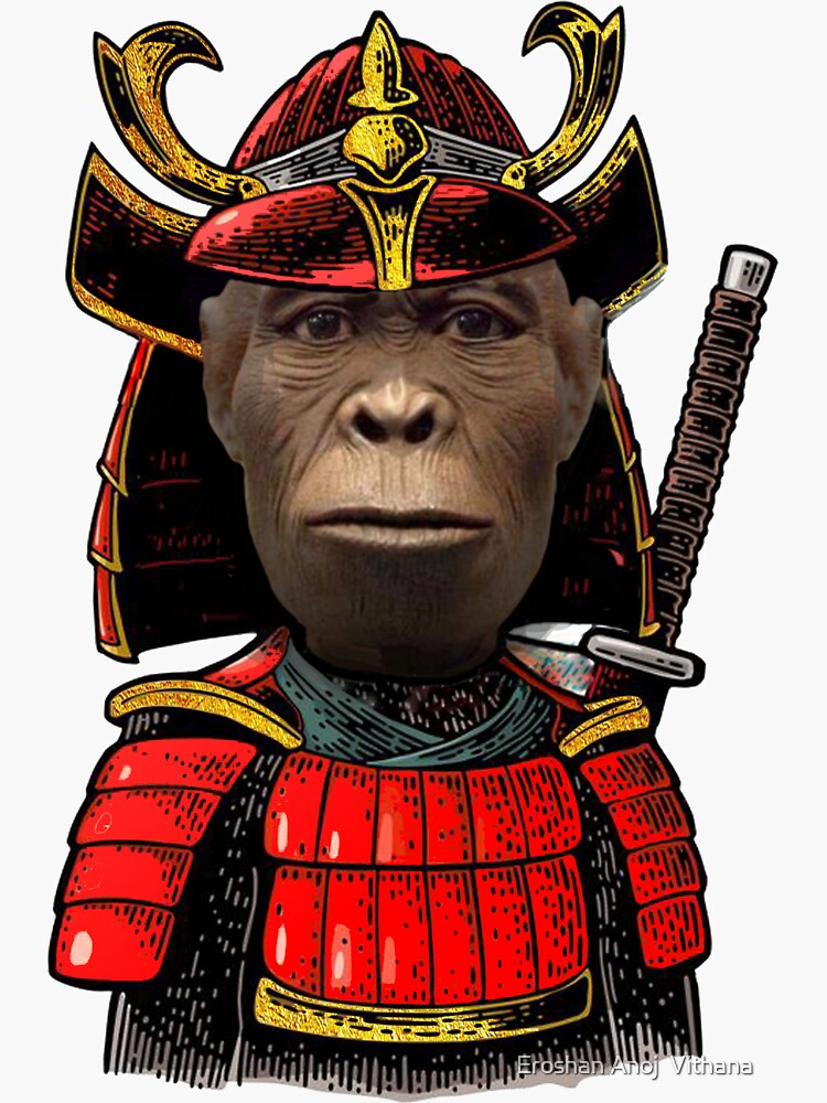 "Samurai Monkey Red version - #777" Sticker for Sale by Hachikos ...