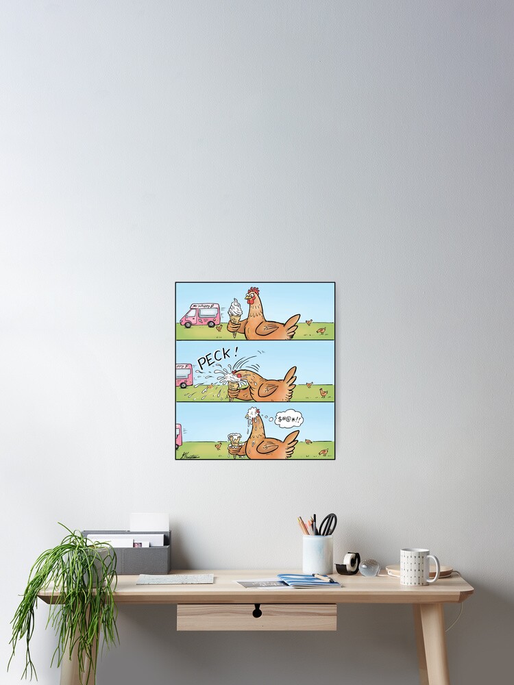 "Chook Enjoying Ice Cream. " Poster for Sale by Jed Dunstan | Redbubble