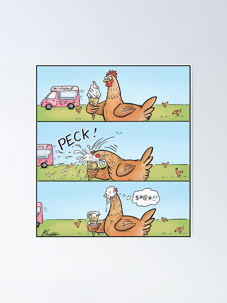 "Chook Enjoying Ice Cream. " Poster for Sale by Jed Dunstan | Redbubble