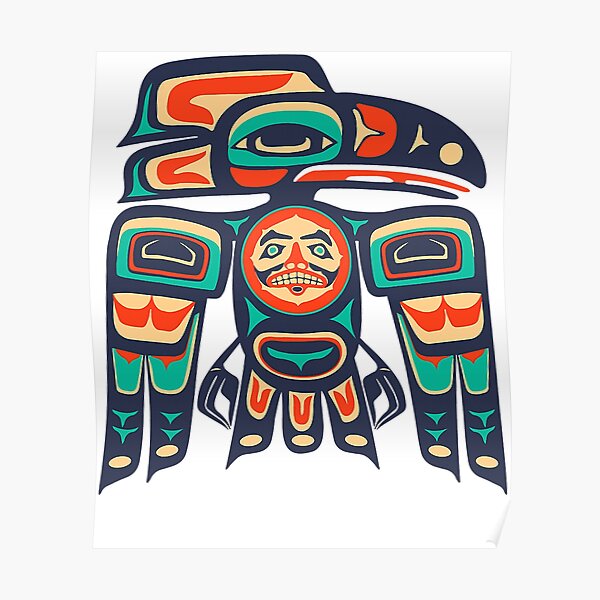 "Alaska, Raven Haida Tribal Art, Native American Totem" Poster for Sale ...