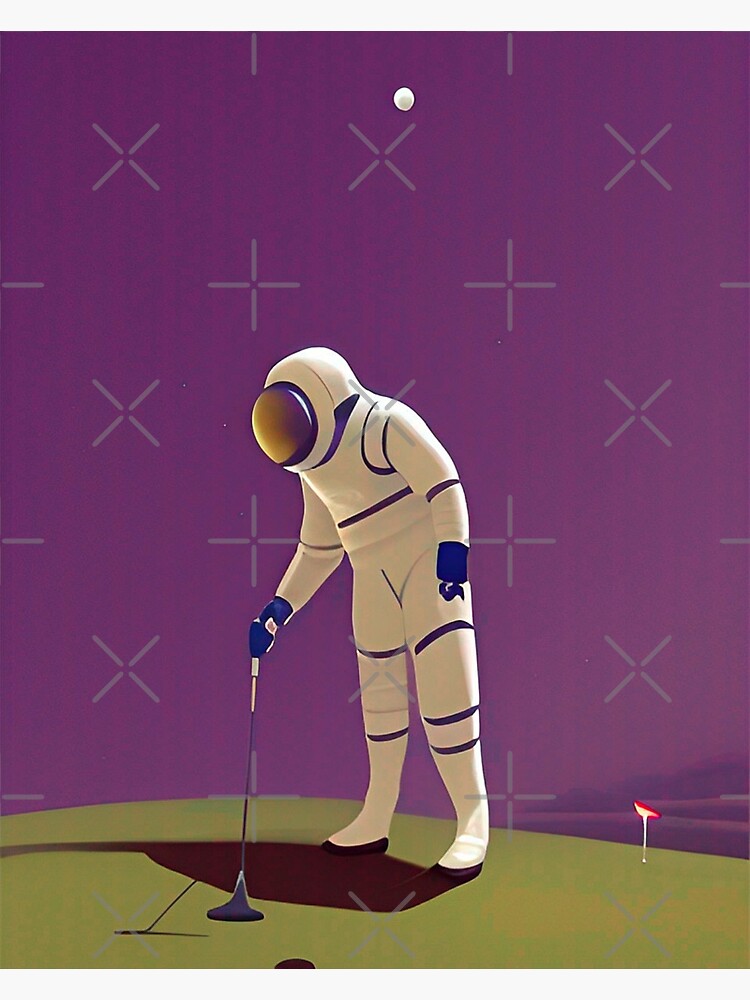 "Funny golf apparel. Vintage Astronaut playing golf" Sticker for Sale ...