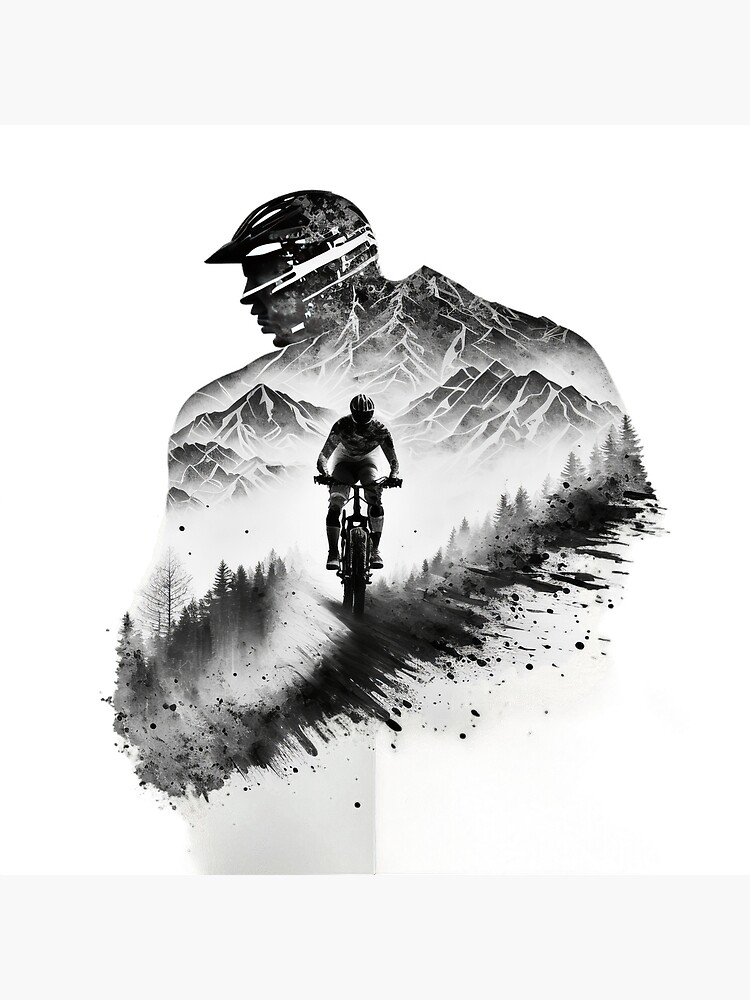 "MTB Mountain Bike Downhill double exposure b&w" Poster for Sale by ...
