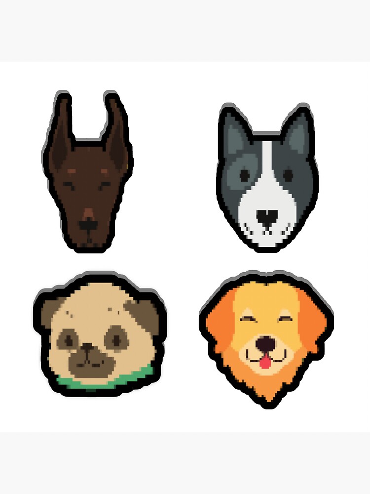"PIXELATED CUTE DOGS" Sticker for Sale by shadowww02 | Redbubble