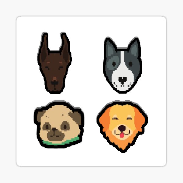"PIXELATED CUTE DOGS" Sticker for Sale by shadowww02 | Redbubble