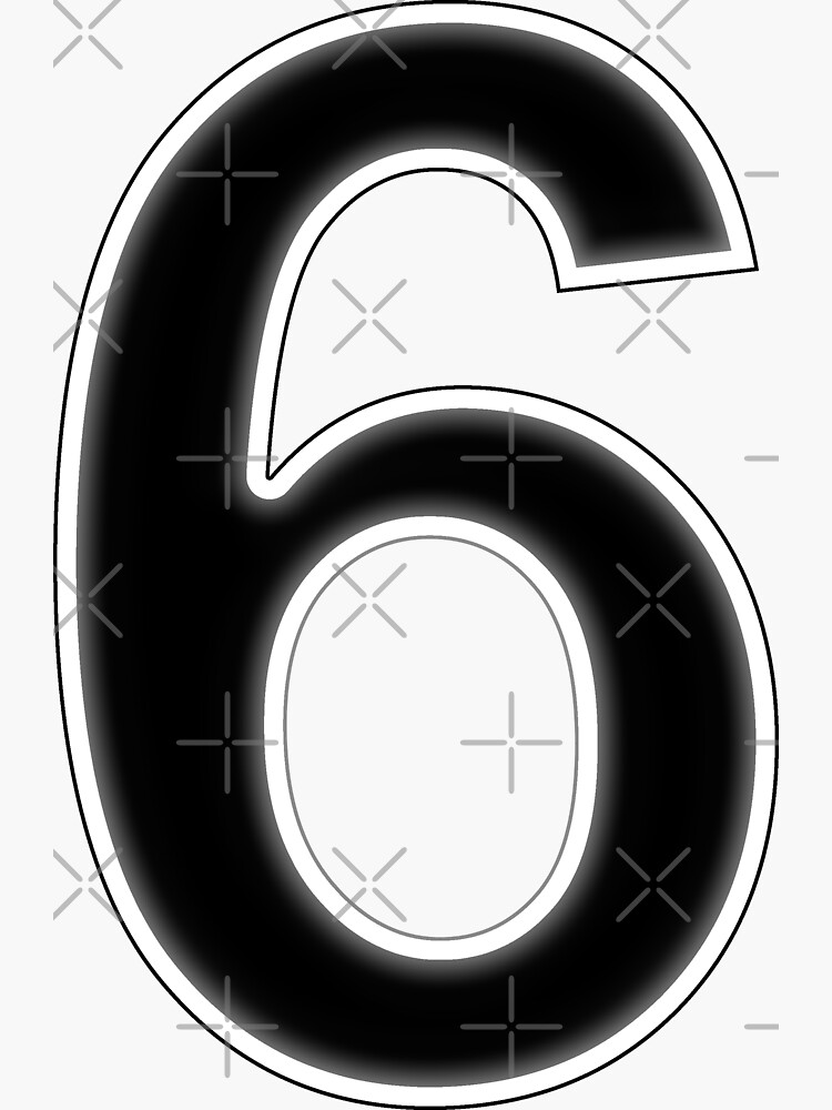 "Number 6, six, sixth, digit" Sticker for Sale by SAFFORTshield | Redbubble